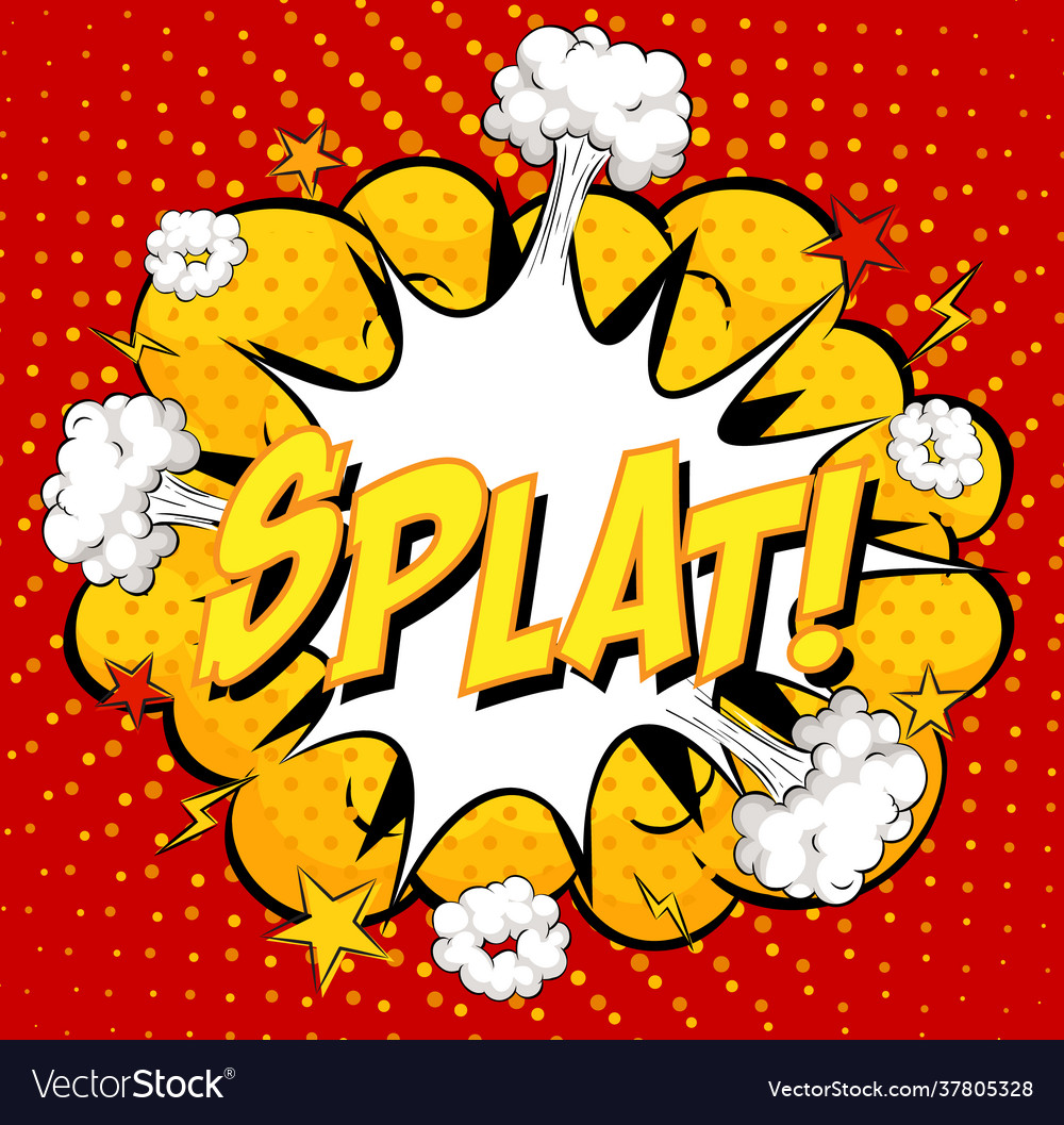 Splat text on comic cloud explosion red Royalty Free Vector