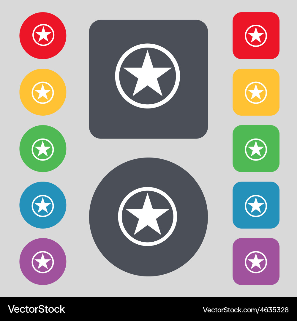 Star favorite icon sign a set 12 colored Vector Image