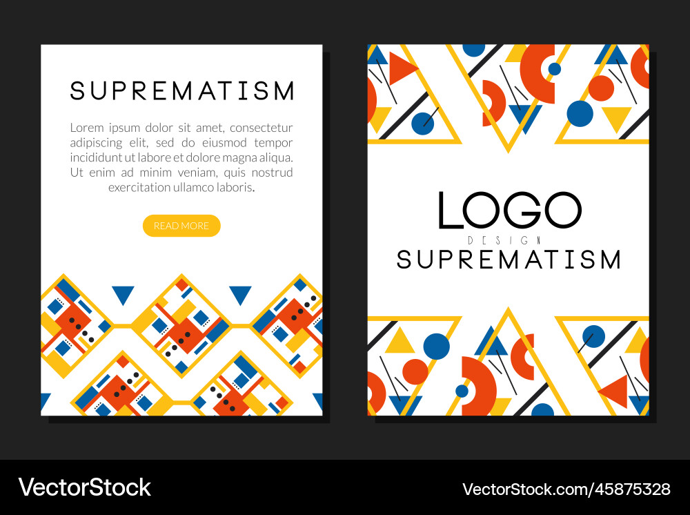 Suprematism logo landing page with geometric Vector Image