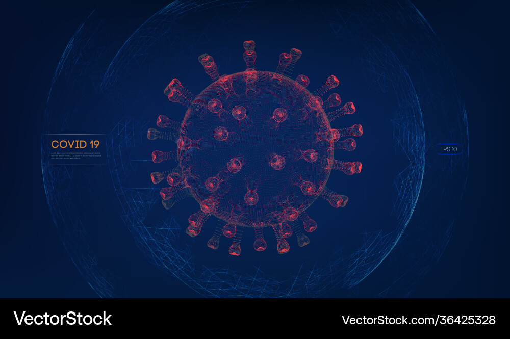 View on coronavirus from microscope abstract Vector Image