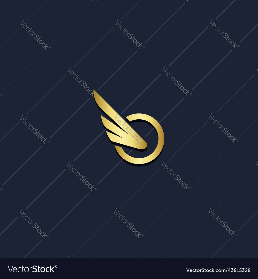 Wing fly round gold logo Royalty Free Vector Image Wing fly round gold logo Royalty Free Vector Image