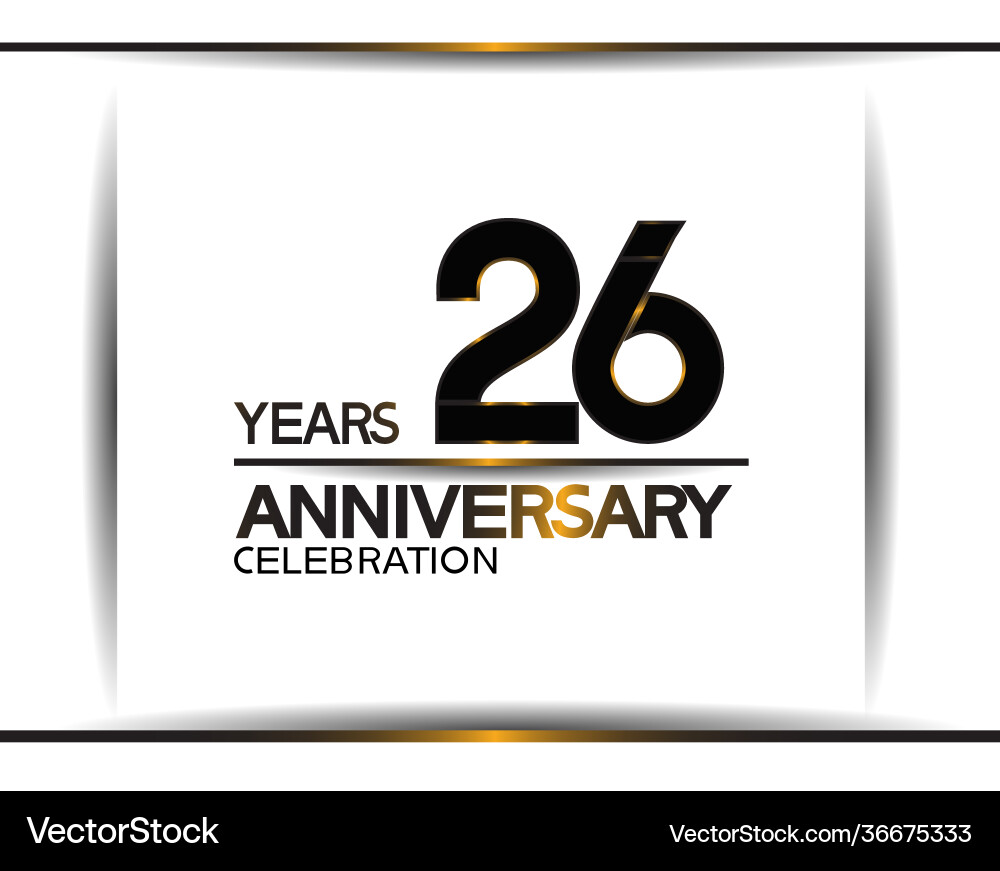 26 years anniversary black color simple design Vector Image