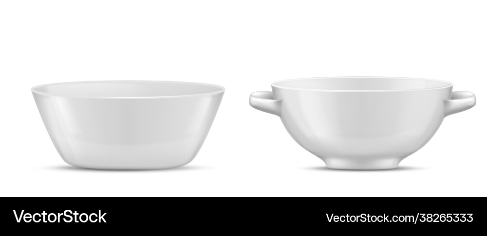 3d realistic porcelain tableware glass dishes Vector Image