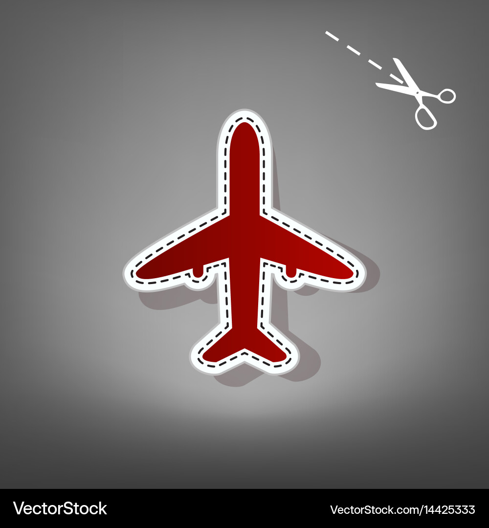Airplane sign red icon Royalty Free Vector Image