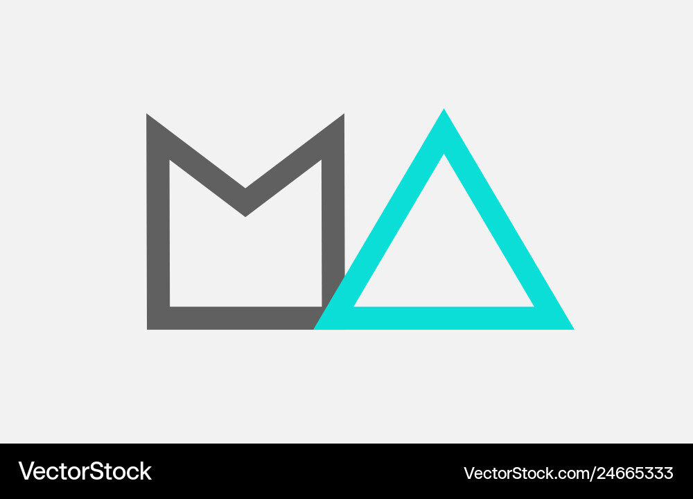 Blue grey alphabet letter ma m a combination Vector Image