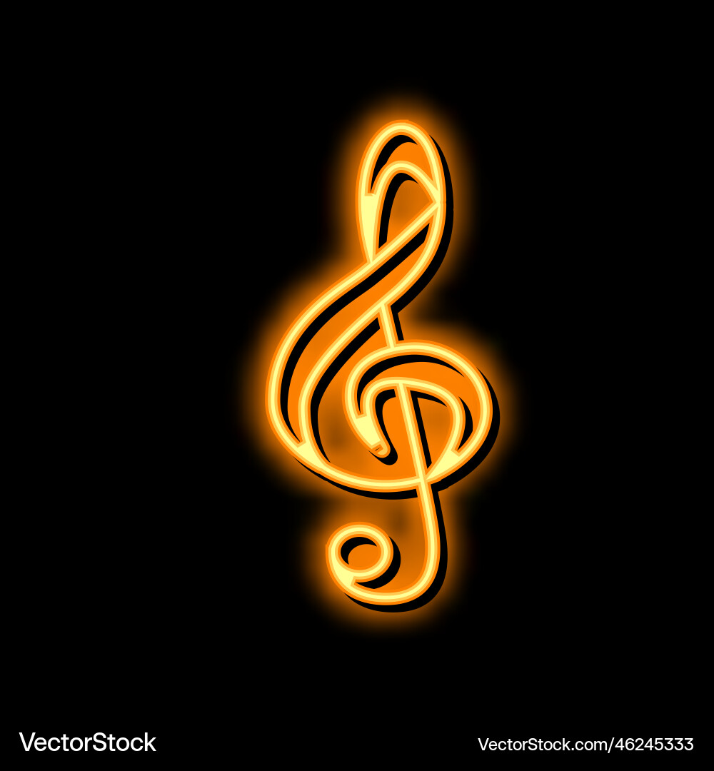 Clef music neon glow icon Royalty Free Vector Image