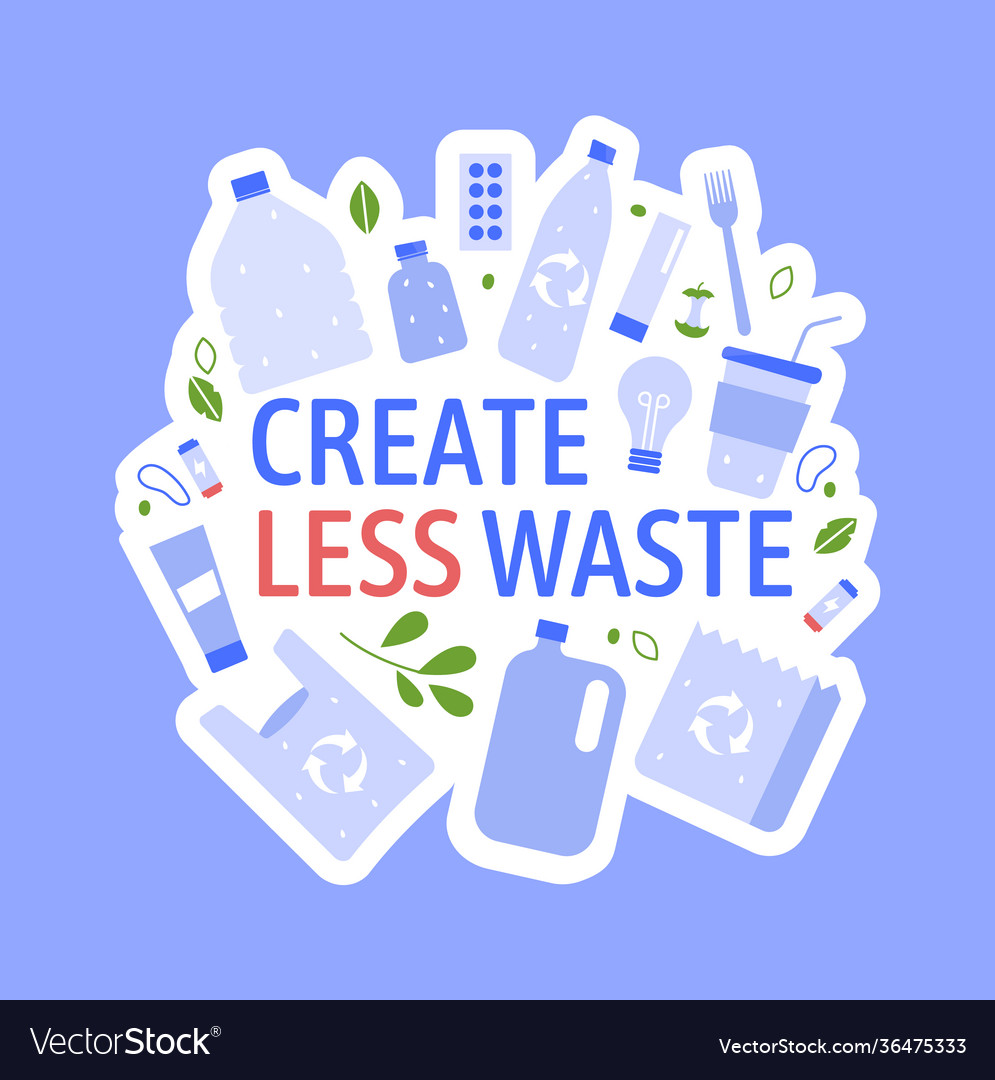 Create less waste concept zero Royalty Free Vector Image