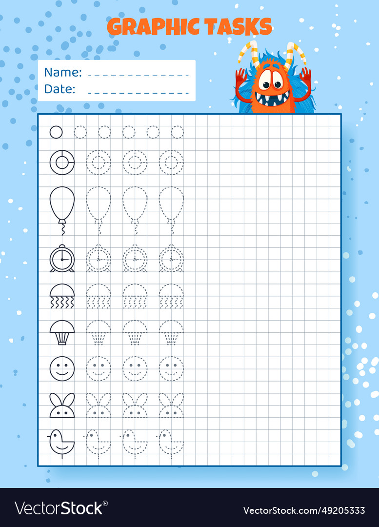 Graphic tasks by cells educational game for kids Vector Image