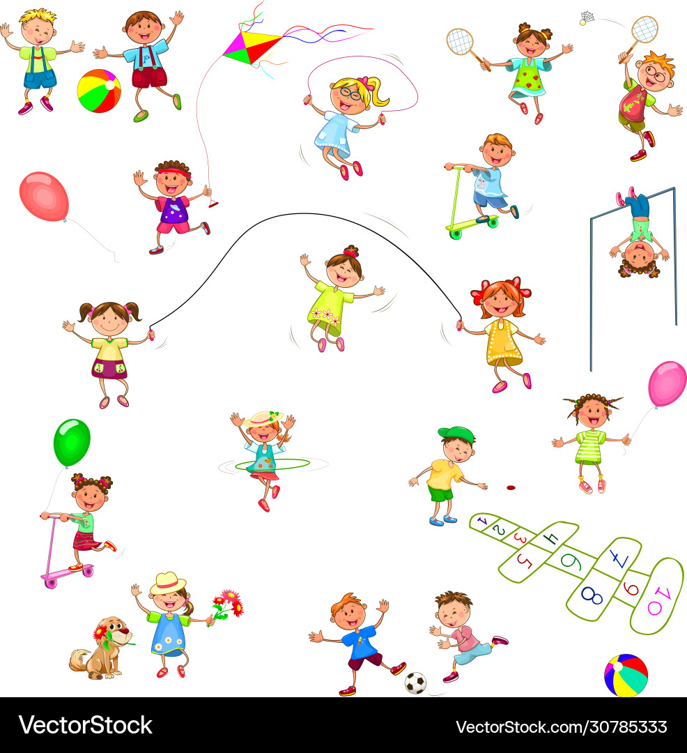 Happy little children play Royalty Free Vector Image