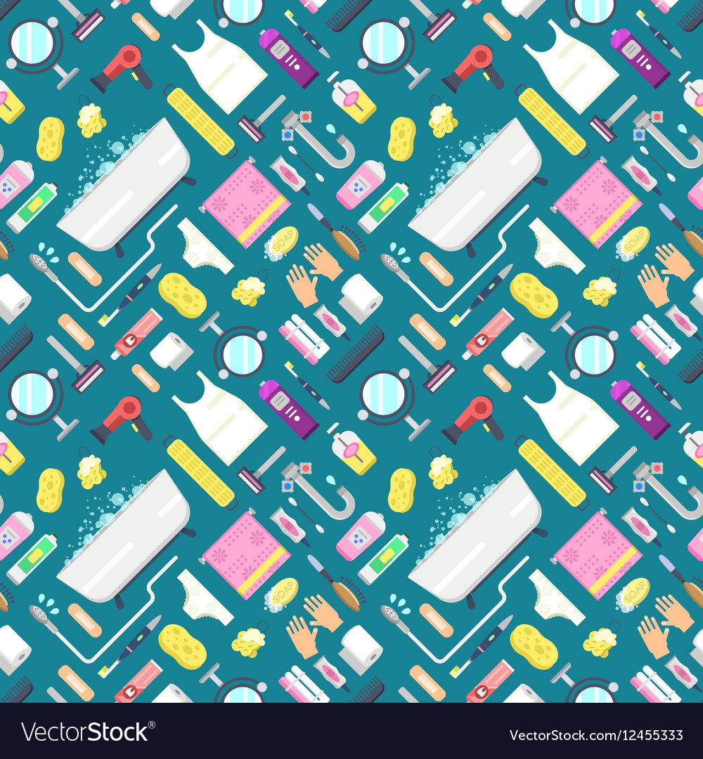 Hygiene pattern with bathroom elements Royalty Free Vector