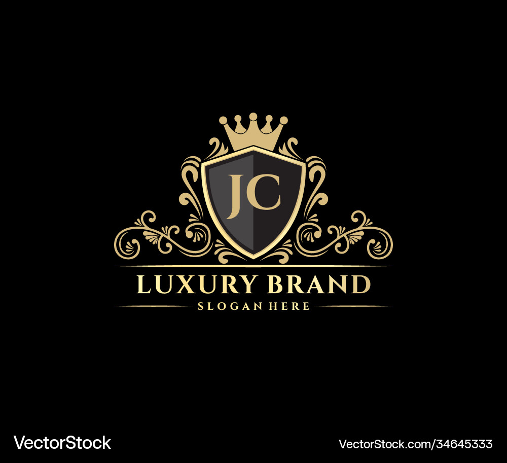 Jc initial letter gold calligraphic feminine Vector Image
