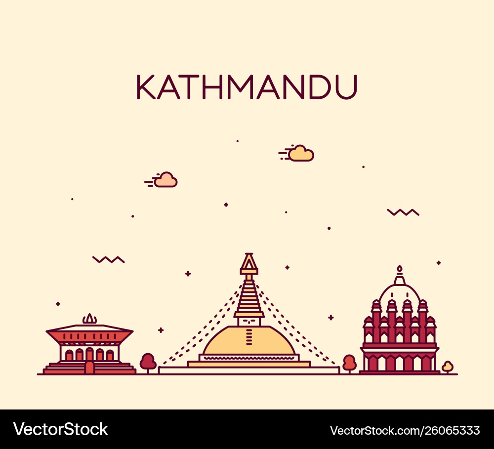 Kathmandu skyline nepal trendy linear style Vector Image