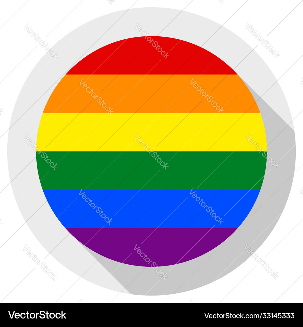 Lgbt rainbow pride flag round shape icon on white Vector Image