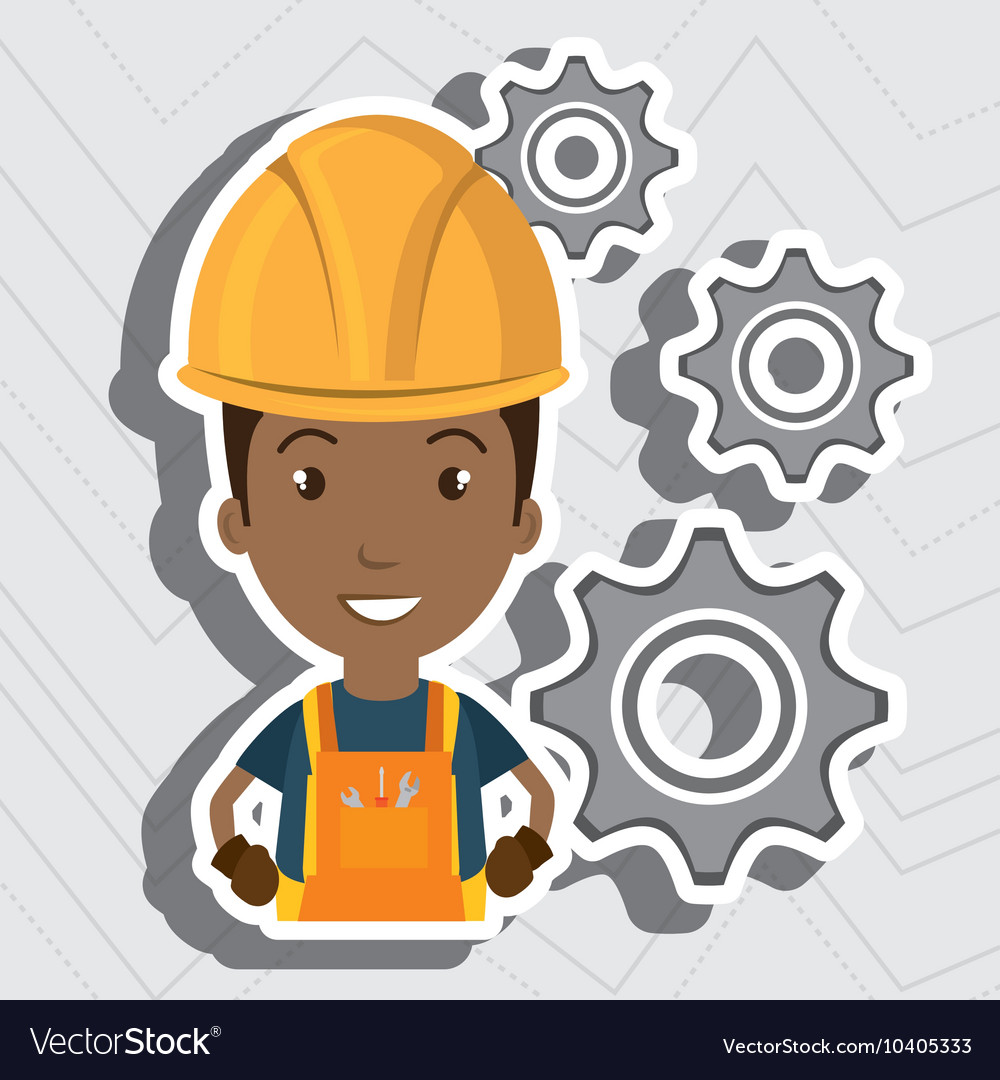 Man worker gears team Royalty Free Vector Image Man worker gears team Royalty Free Vector Image