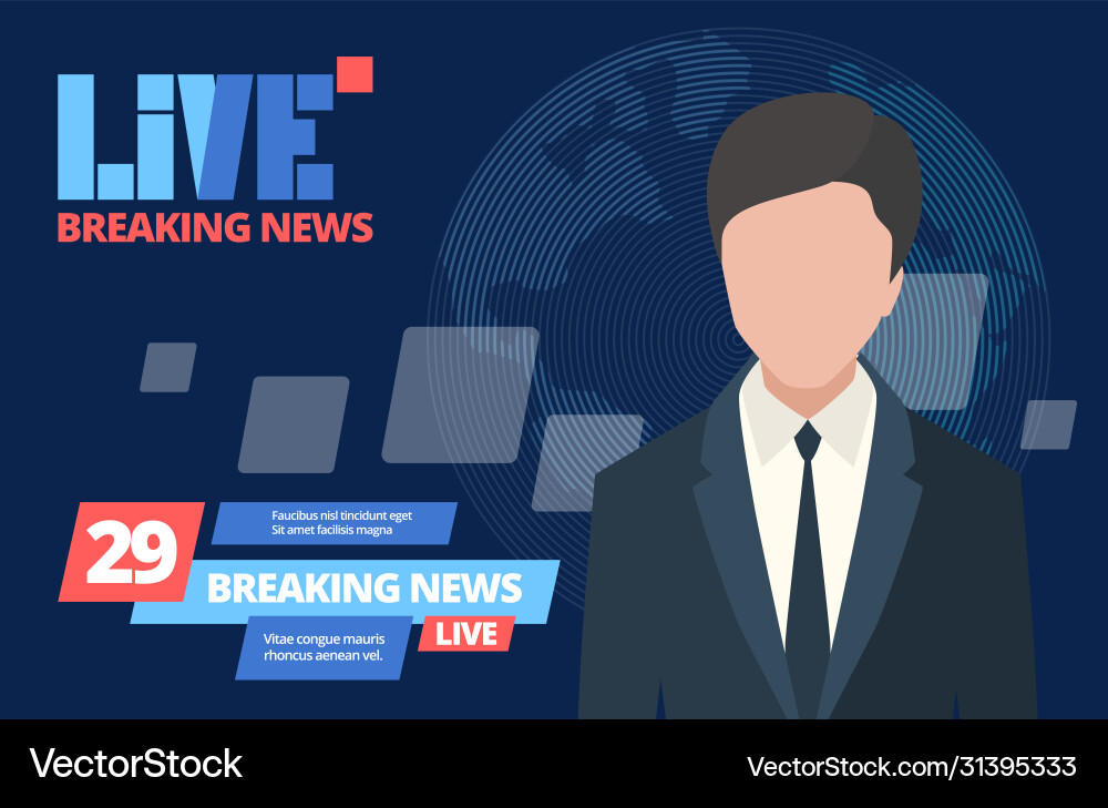 News breaking concept leading newsreader Vector Image
