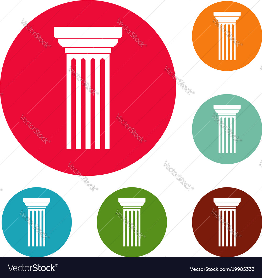 Triangular column icons circle set Royalty Free Vector Image