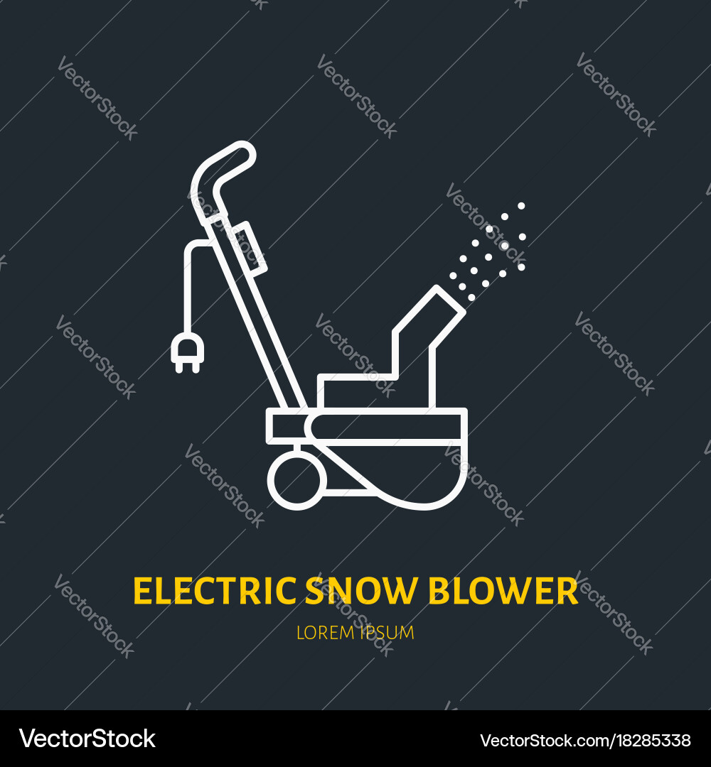 Electric snow blower flat line icon sign Vector Image