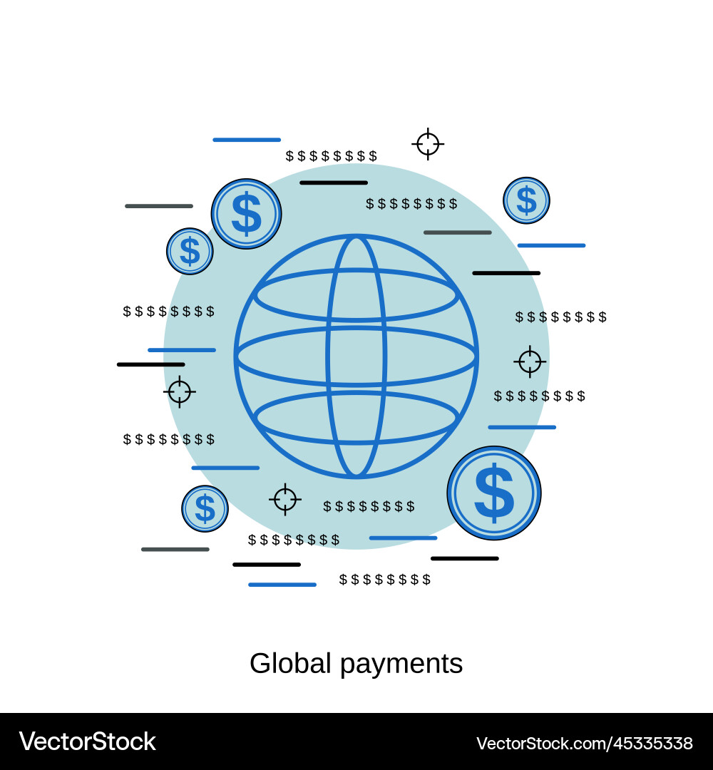 Global payments money transfer concept Royalty Free Vector