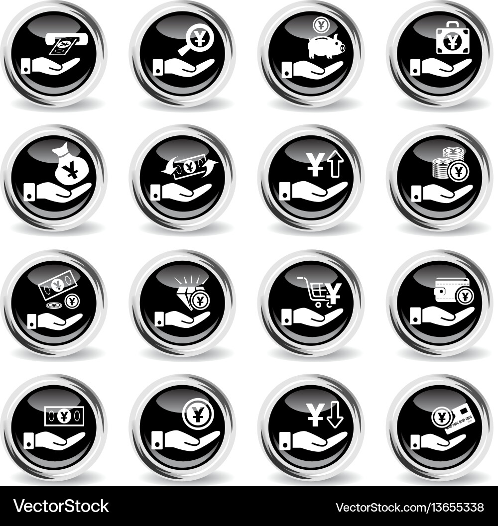 Hand and money icon set Royalty Free Vector Image