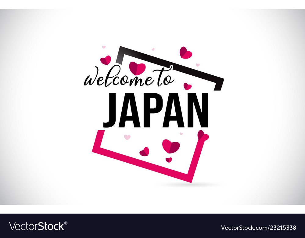 Japan welcome to word text with handwritten font Vector Image