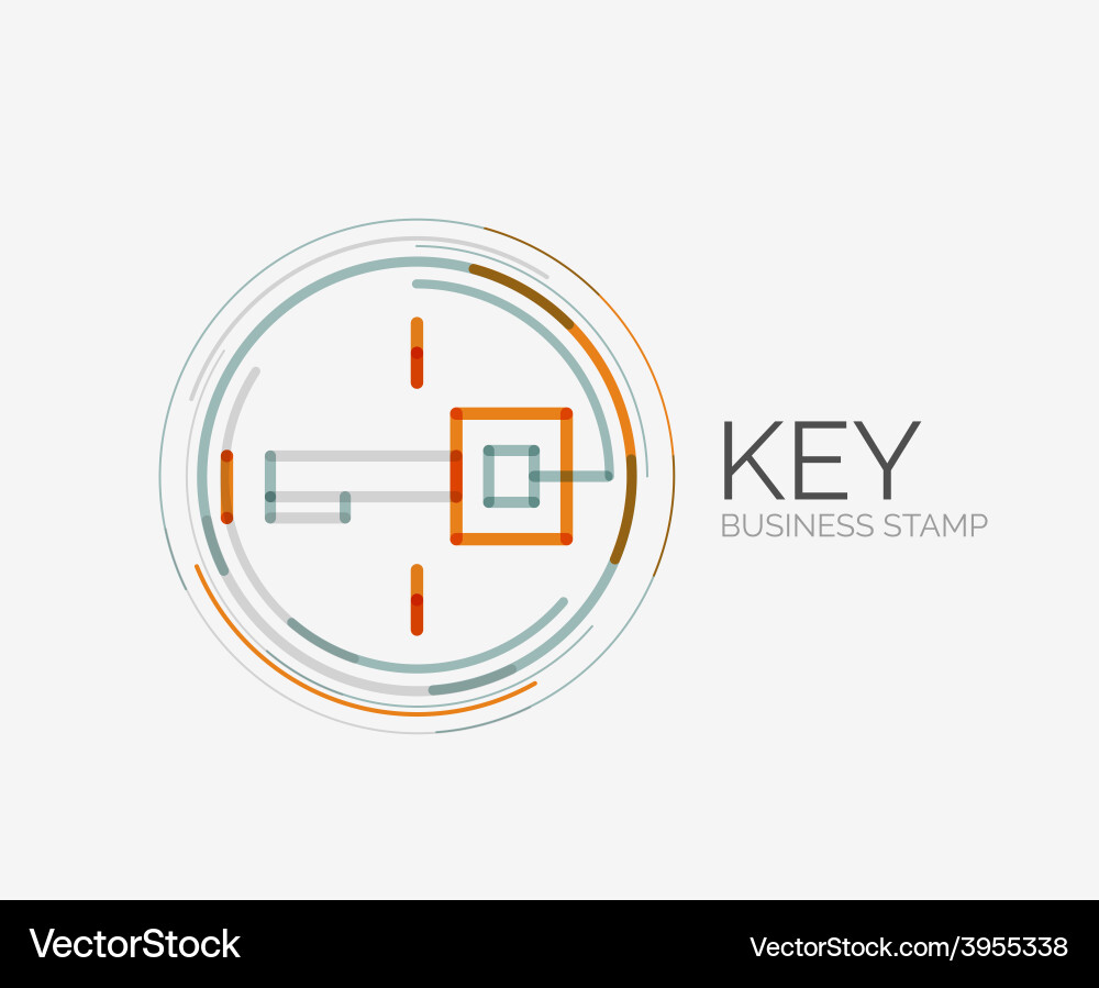 Minimal line design shopping stamps key Royalty Free Vector