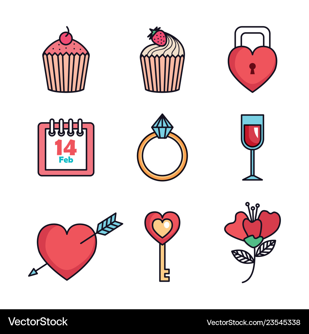 Set icons happy valentines day Royalty Free Vector Image