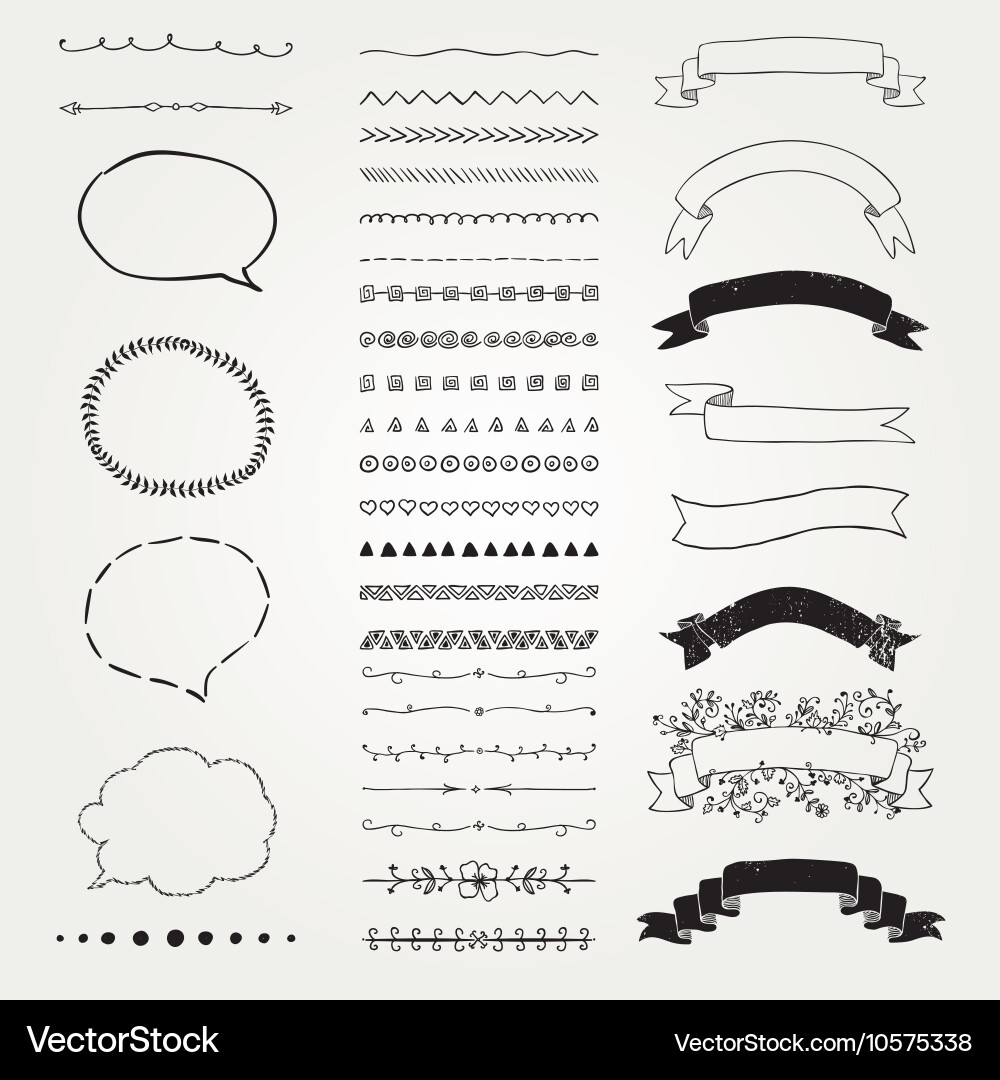 Set of decorative hand drawn design Royalty Free Vector