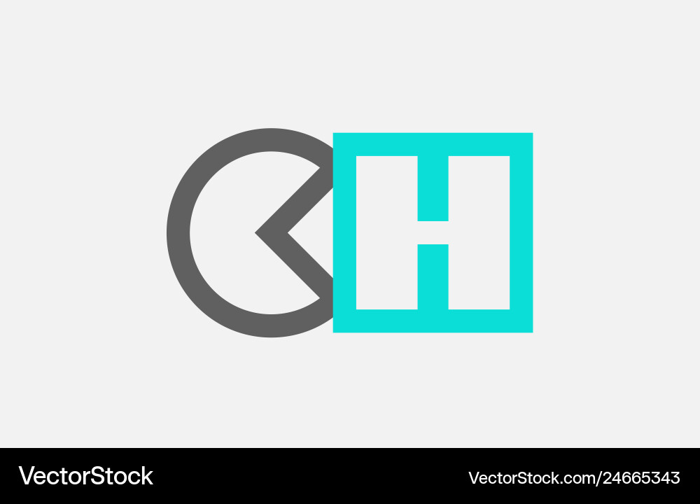 Blue grey alphabet letter ch c h combination Vector Image