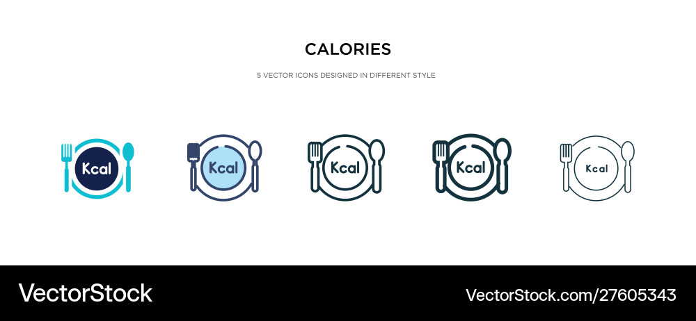 Calories icon in different style two colored Vector Image