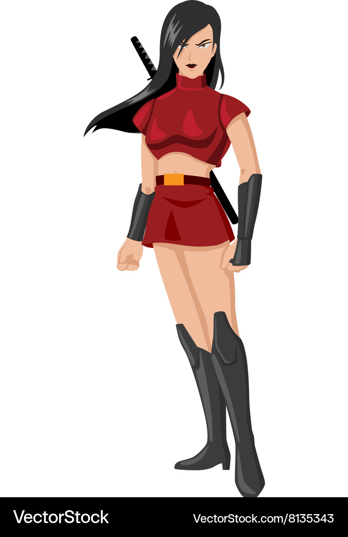 Cartoon a warrior girl Royalty Free Vector Image
