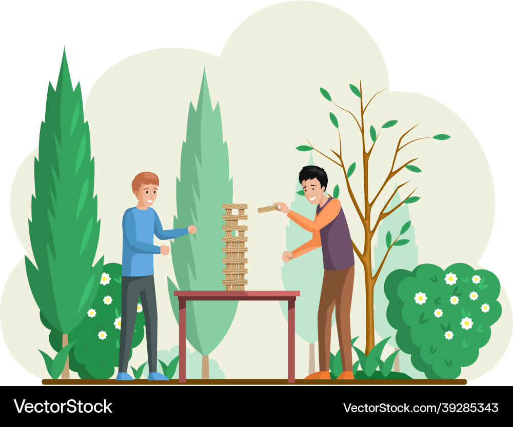 Children playing board game standing in clearing Vector Image