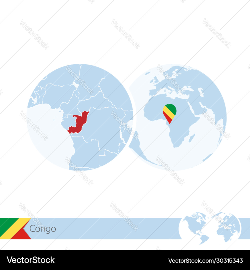 Congo on world globe with flag and regional map Vector Image