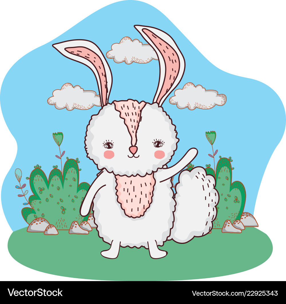 Cute little rabbit character in the camp Vector Image