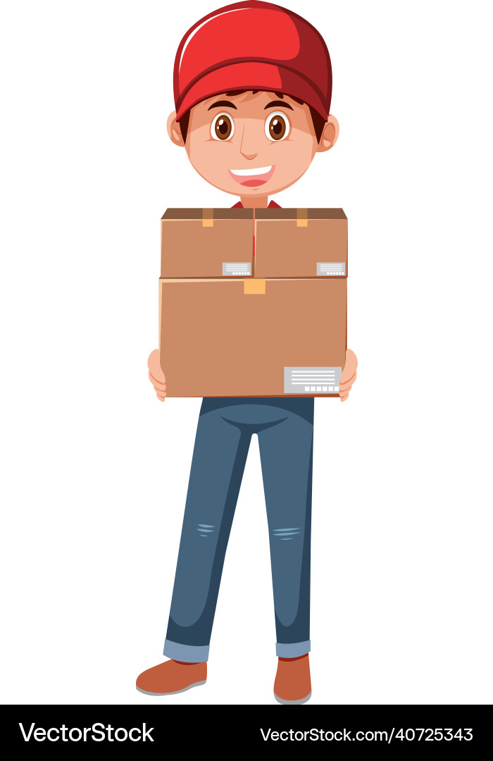 Delivery man holding a package Royalty Free Vector Image