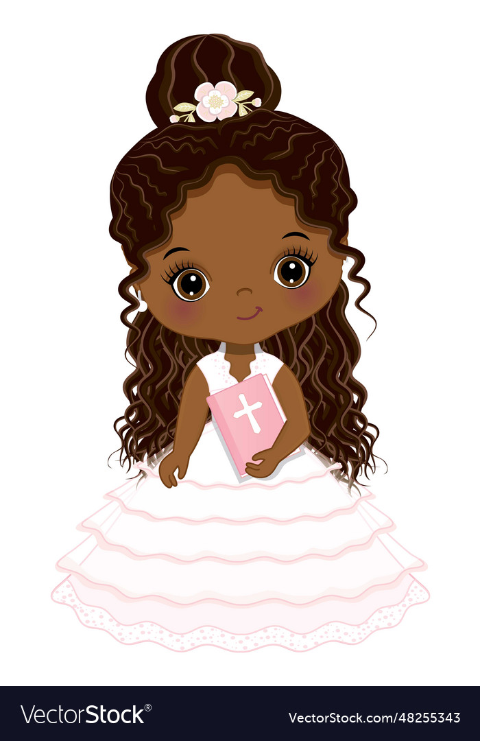 First holy communion african american girl Vector Image