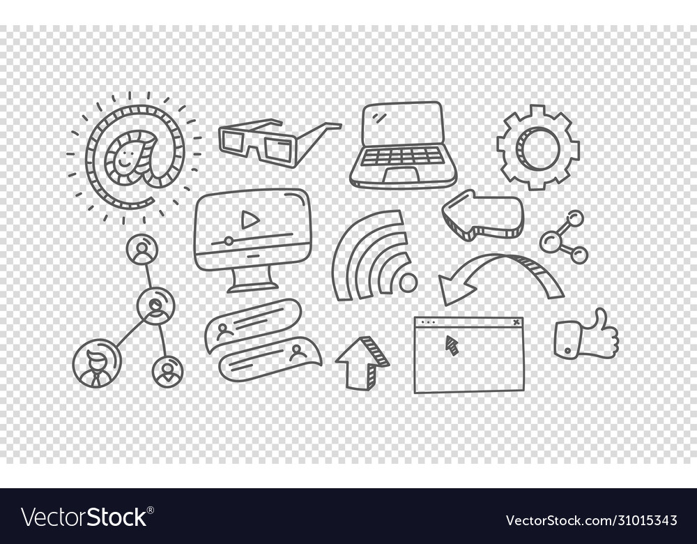Hand drawn doodle style elements isolated Vector Image