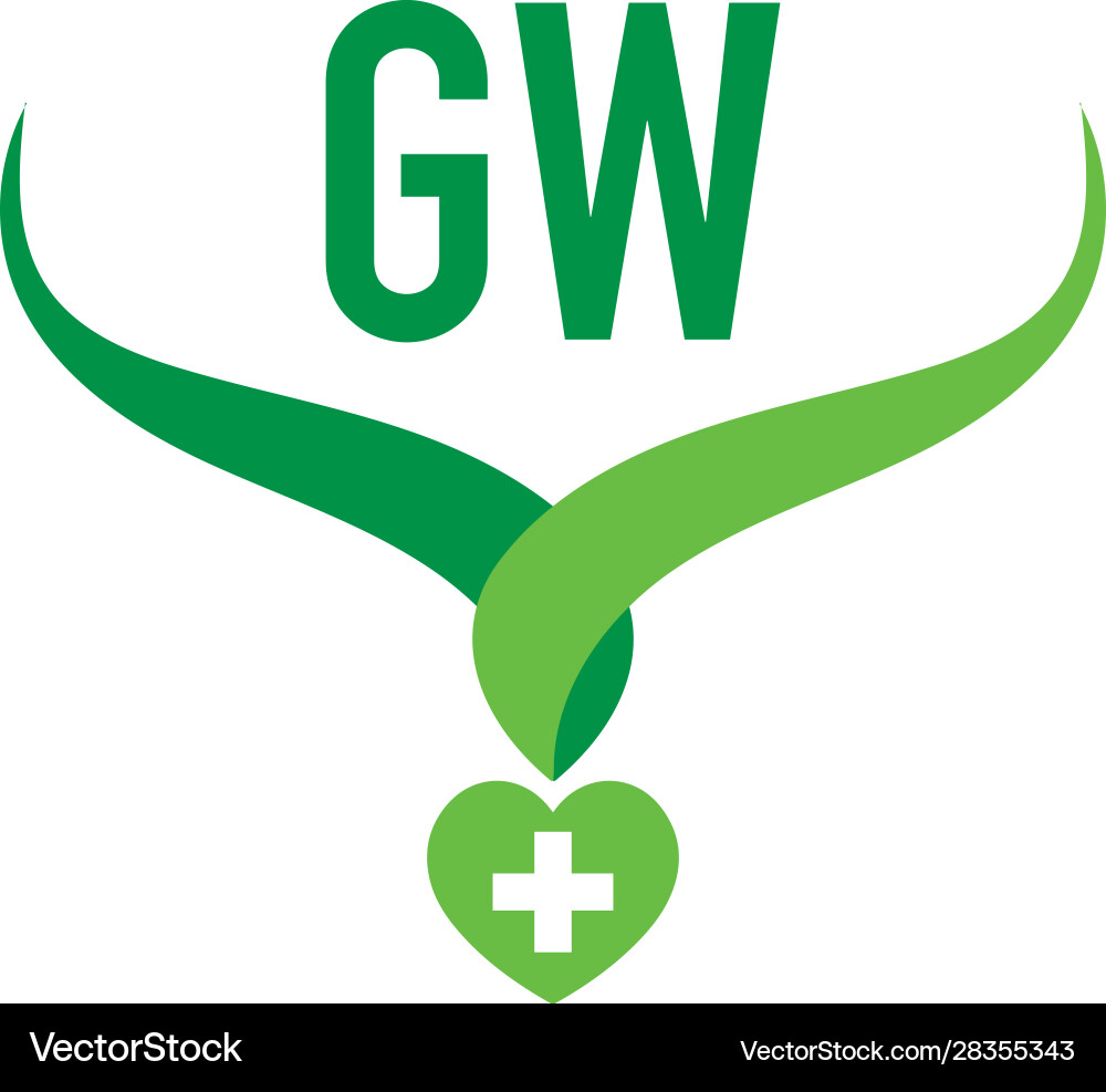 Initial letter gw creative health green logo Vector Image