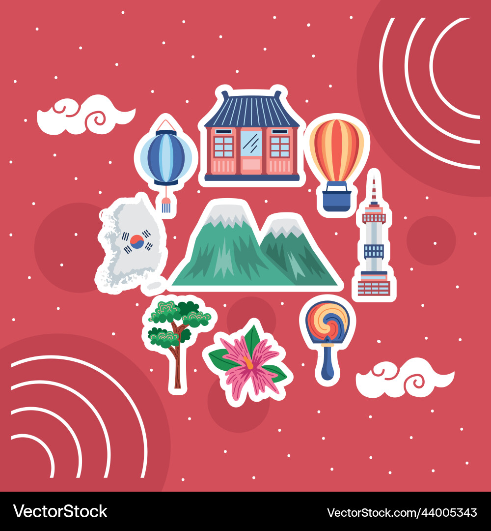 Korean culture icons Royalty Free Vector Image