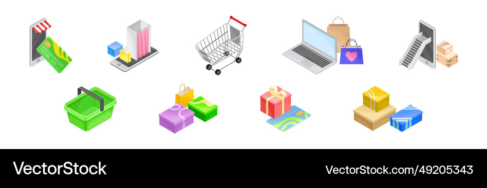 Online shopping and internet purchase isometric Vector Image