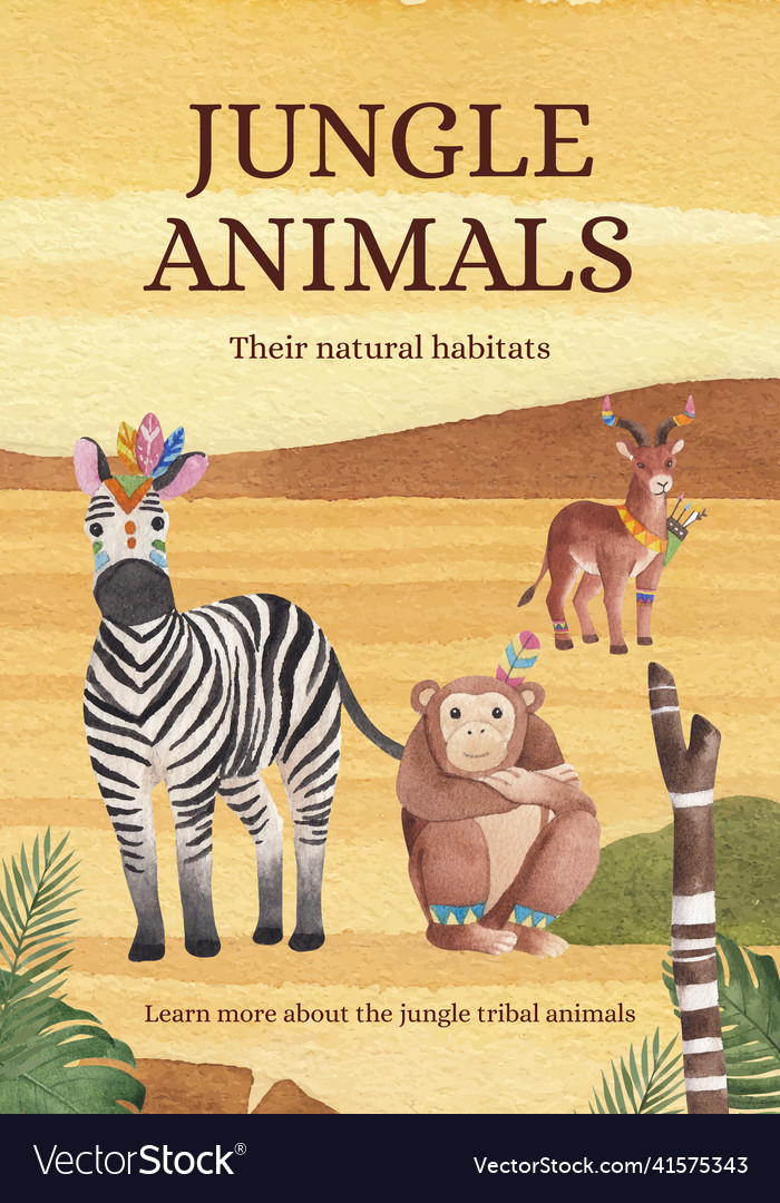 Poster template with jungle tribal animal Vector Image