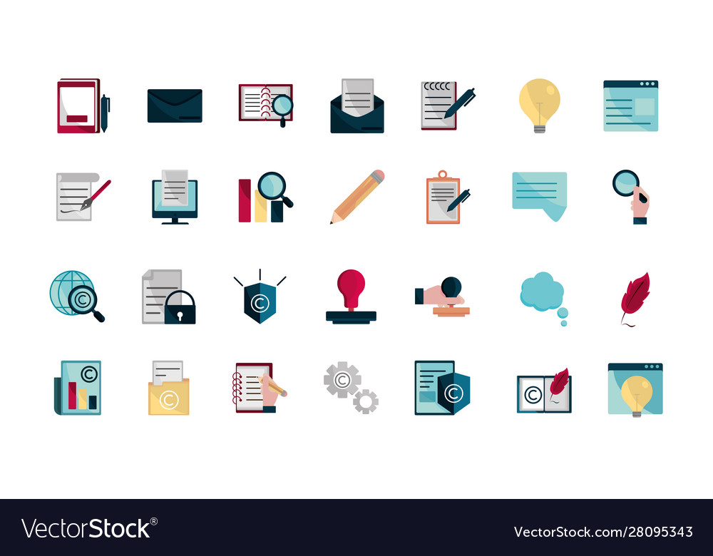 Property intellectual copyright icons set Vector Image Property intellectual copyright icons set Vector Image