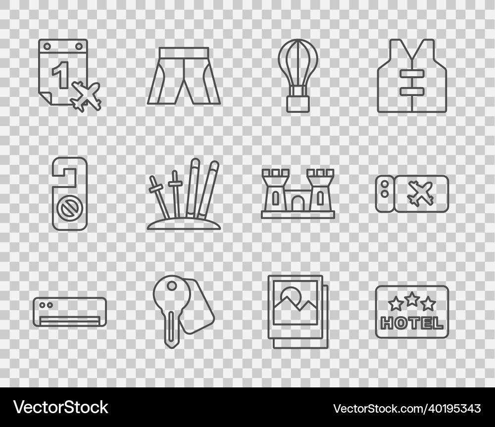 Set line air conditioner signboard with text Vector Image