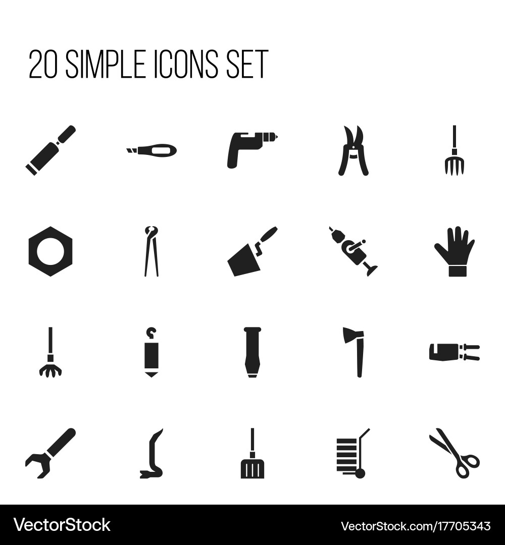Set of 20 editable instrument icons includes Vector Image