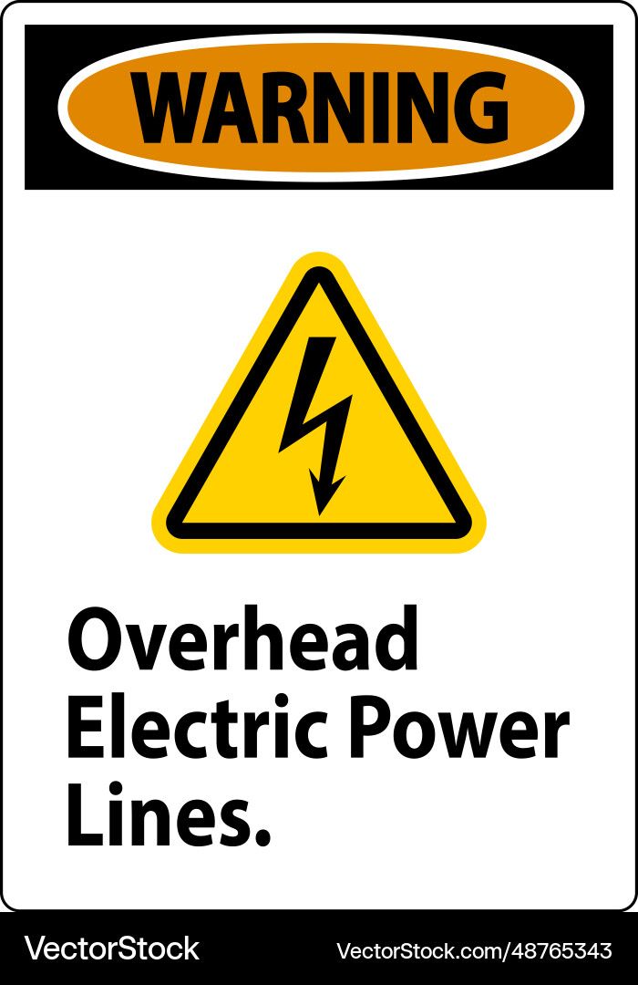 Warning sign overhead electric power lines Vector Image