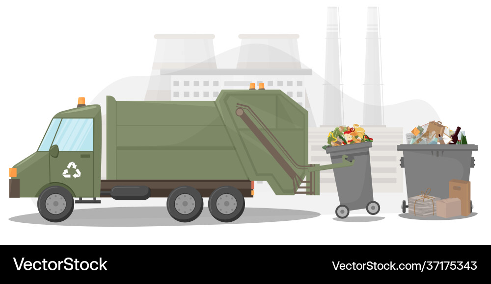 Waste collection and transportation vehicle Vector Image