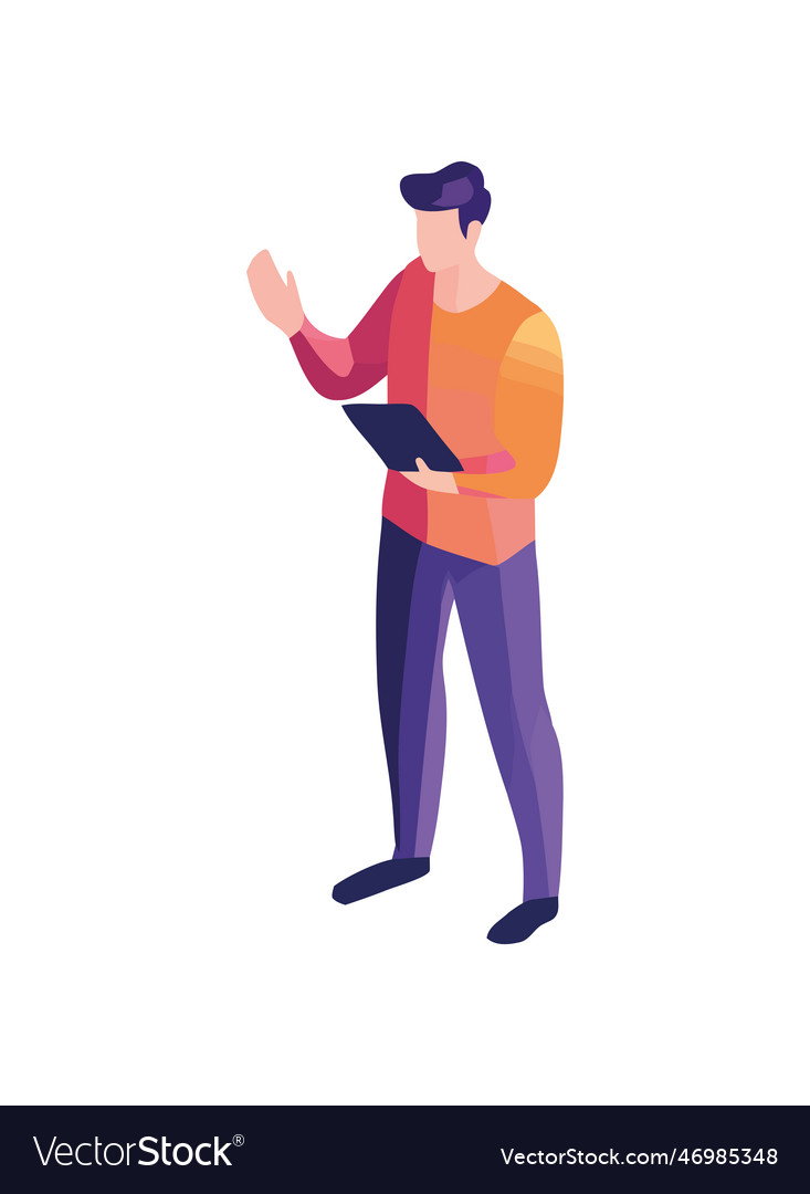 Businessman Using Tablet Computer Royalty Free Vector Image