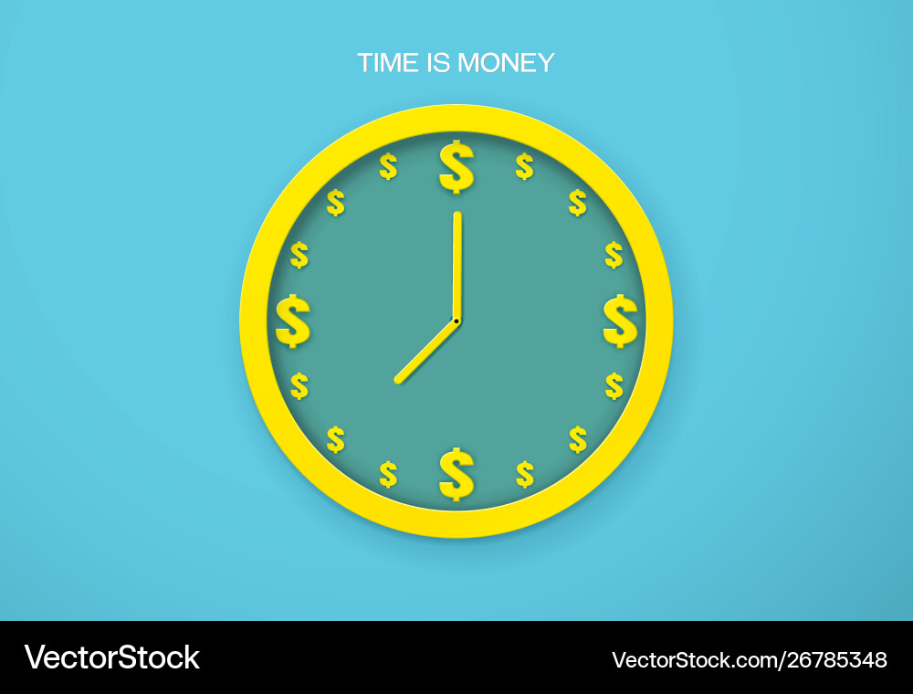 Clock time is money business Royalty Free Vector Image