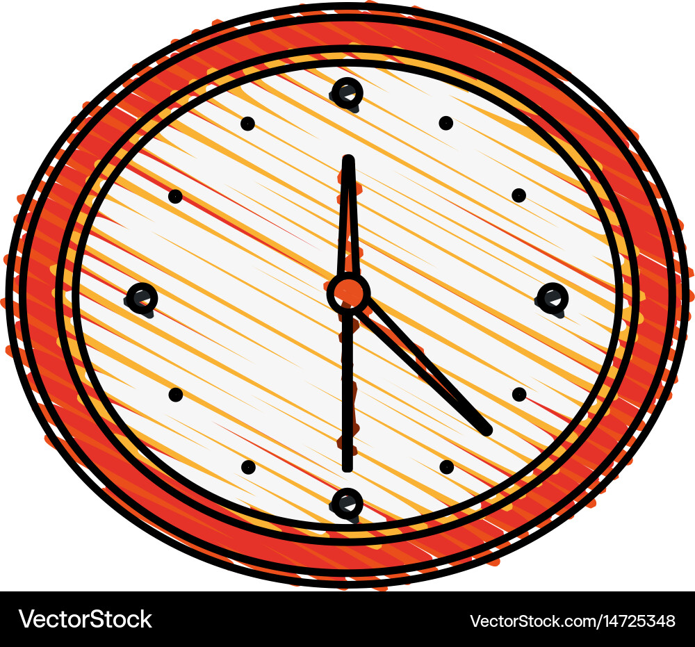 Color crayon stripe cartoon analog wall clock Vector Image