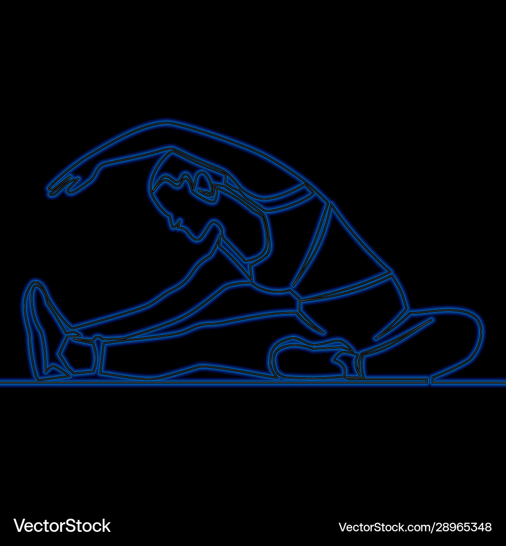 Continuous line woman stretching neon concept Vector Image