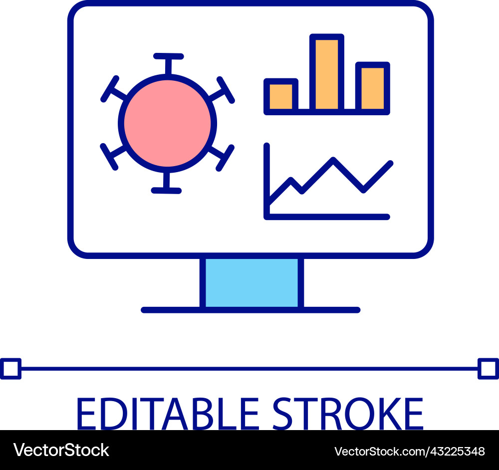 Covid information chart rgb color icon Royalty Free Vector